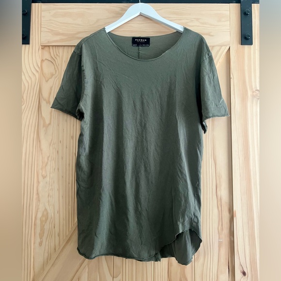 PacSun | Shirts | Mens Pacsun Relaxed Fit Olive Green Tshirt W Raw Hem ...